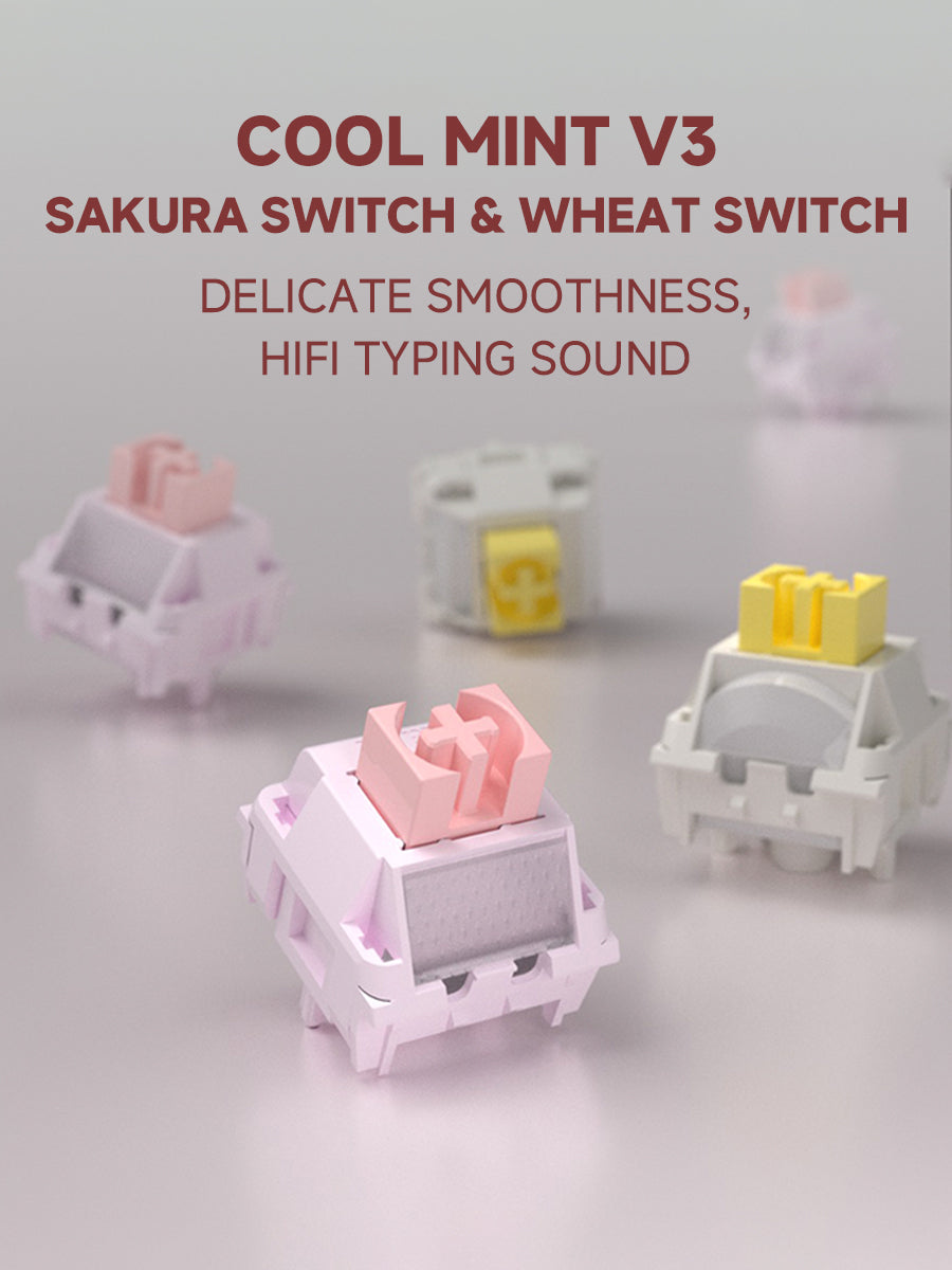 Kailh Sakura and Wheat Switch Cool Mint V3 All POM Light Actuation For