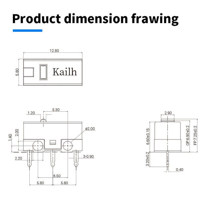 Kailh Mini Micro Switch 3pins Mini Switch 10-30 Million Times for Choo